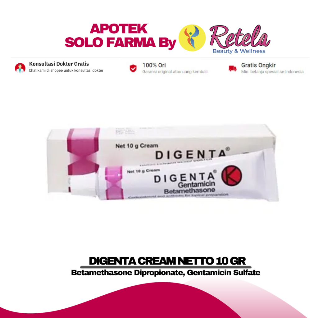 Jual DIGENTA CREAM 10GR ( BETAMETHASONE DIPROPIONATE 0.05%, GENTAMICIN ...