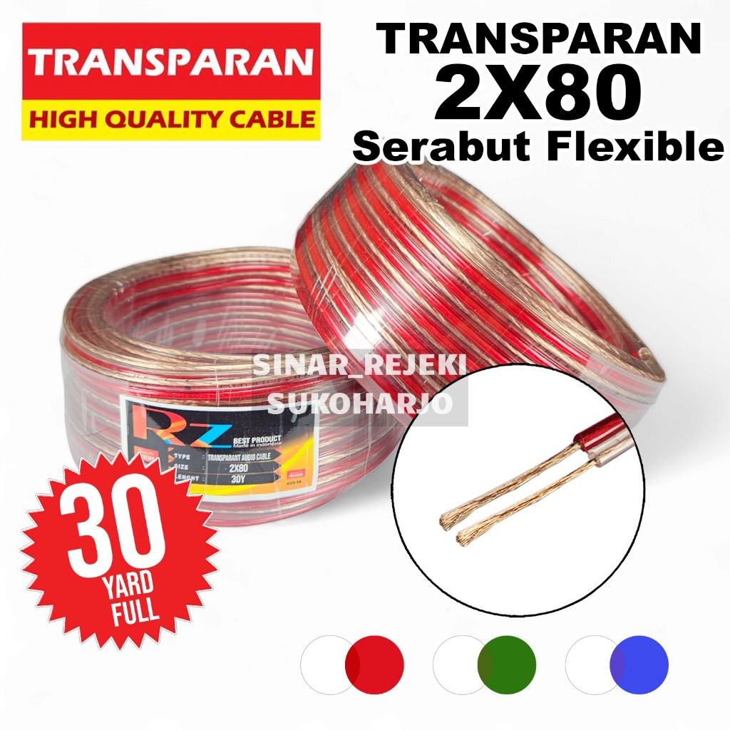 Jual Kabel Listrik Transparan Kabel Serabut 2x80 Roll 30 Yard Kabel ...