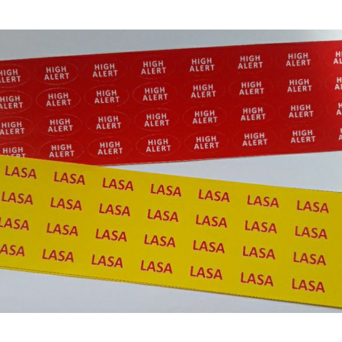 Jual Stiker Label Lasa dan High Alert Oval ukuran 1.5 cm x 3 cm ...