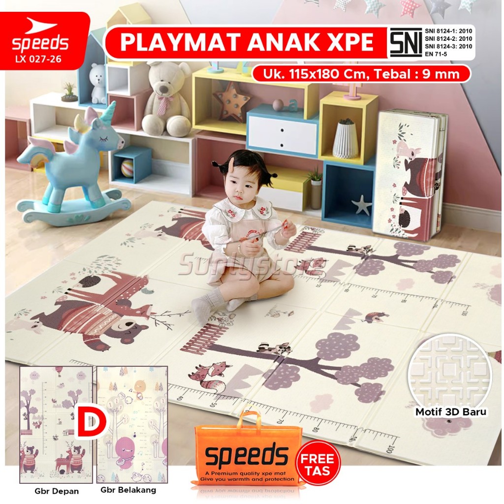 Jual SPEEDS SNI Playmat Bayi Karpet Lipat Playmate Bayi 115x180cm 9mm ...