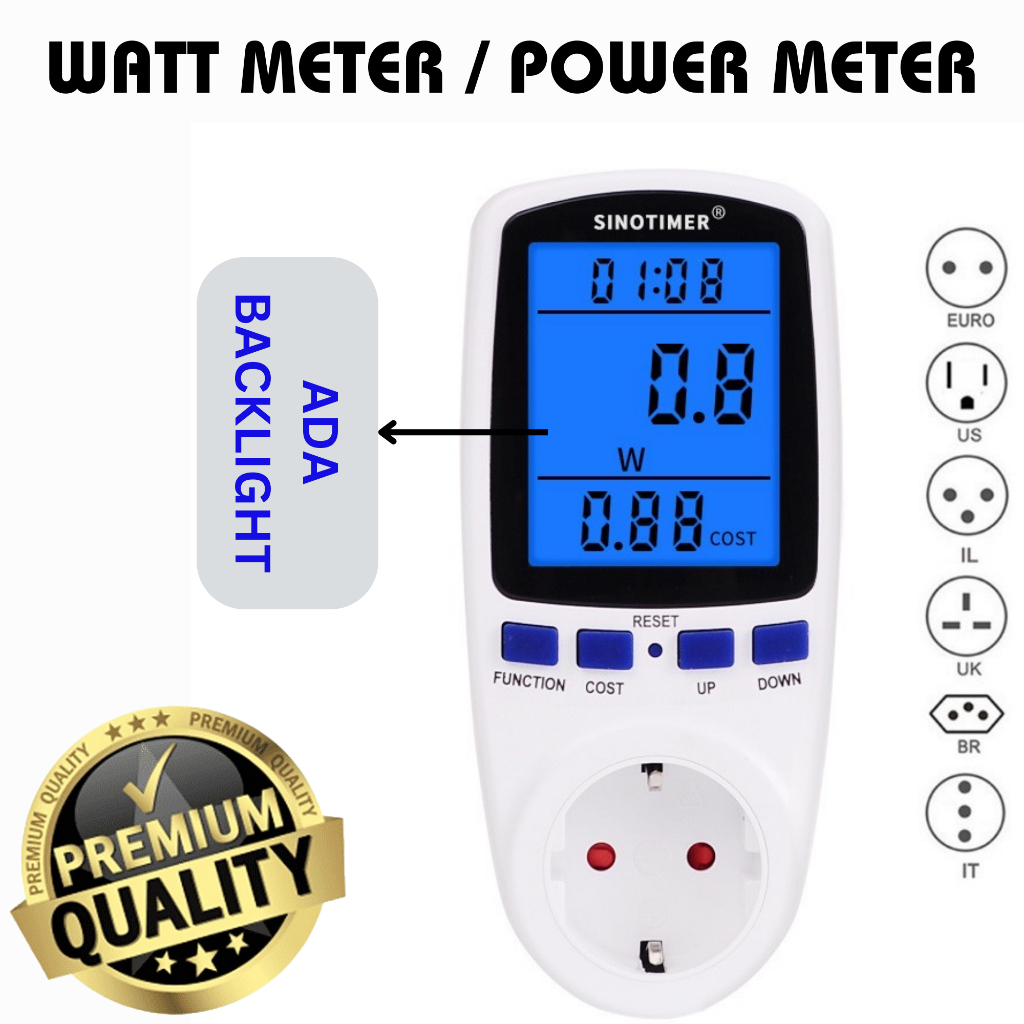 Jual Watt meter Pengukur listrik Kwh digital Power Meter Volt Ampere Watt Meter ada backlight ...