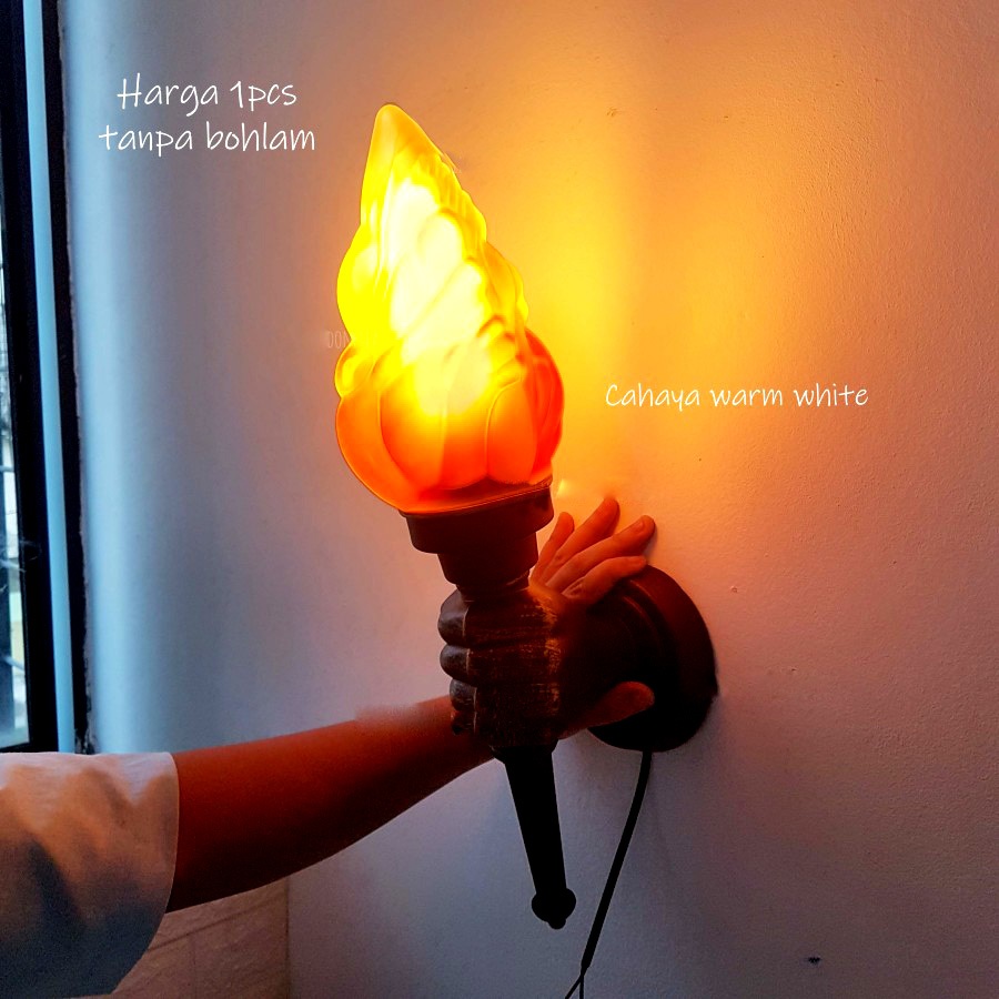 Jual Lampu hias dinding modern minimalis model tangan pegang api obor ...