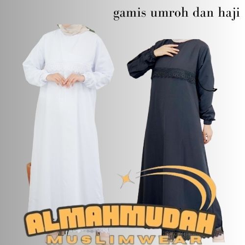 Jual GAMIS UMROH DAN HAJI PUTIH DAN HITAM,SAKU TENGAH RENDA | Shopee ...