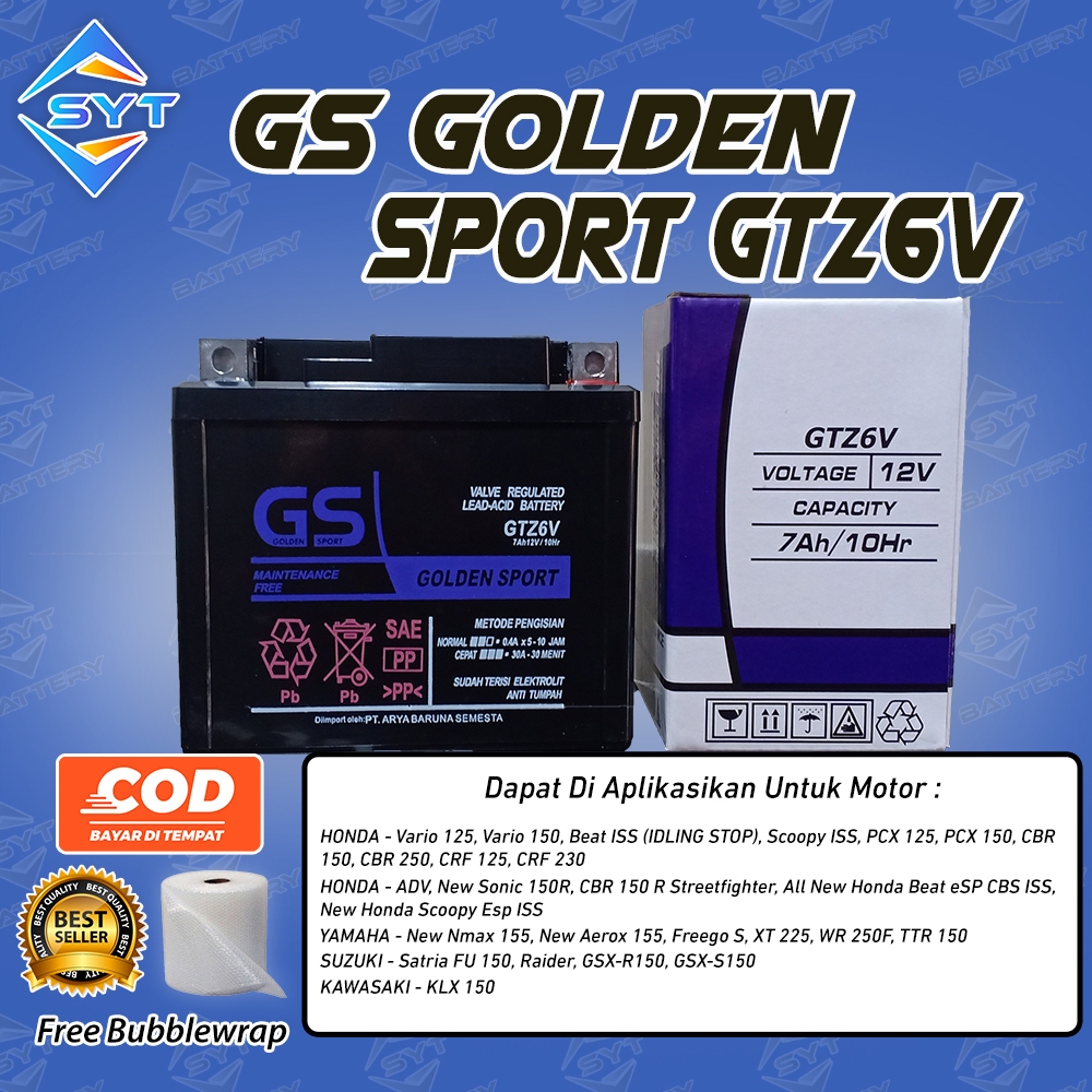 Jual Aki Motor Satria Fu 150, Raider, GSX R150, GSX S150 GS GTZ6V GTZ7S ...