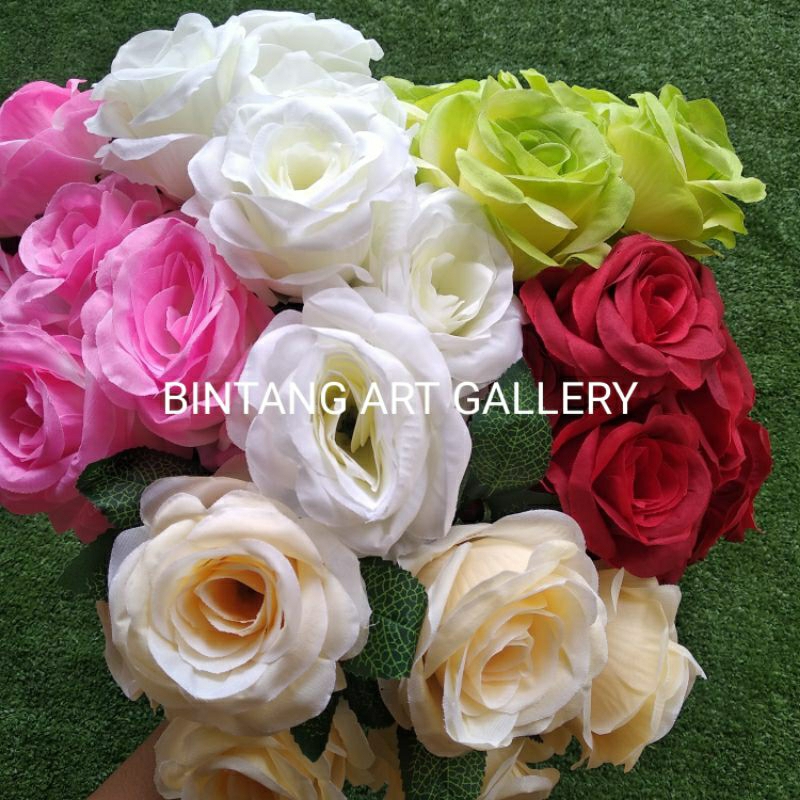 Jual bunga mawar besar artificial pertangkai diameter 8-9cm | Shopee ...