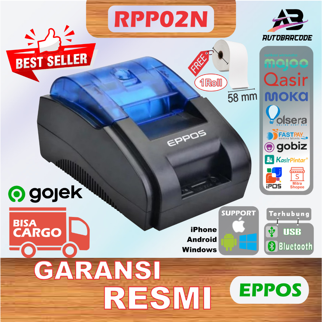 Jual Eppos RPP02 Printer Kasir Bluetooth C-58BT Kertas Thermal 58MM ...