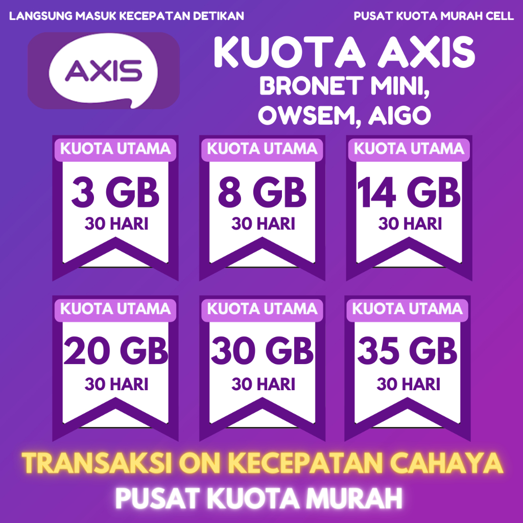 Jual MURAH!! AXIS DATA BRONET | PAKET DATA AXIS BRONET | ISI ULANG ...