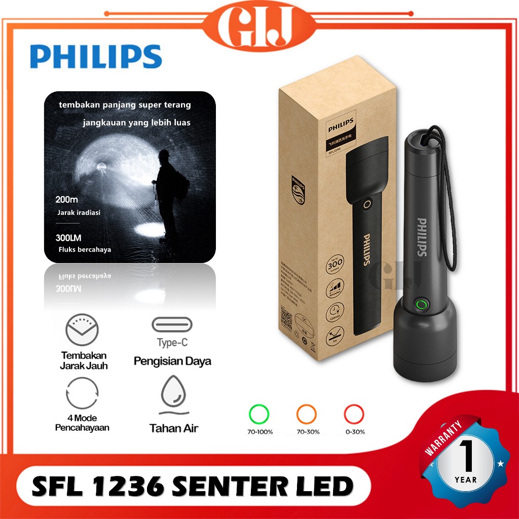 Jual Philips Lampu Senter LED / Senter Police Swat Flashlight Super ...