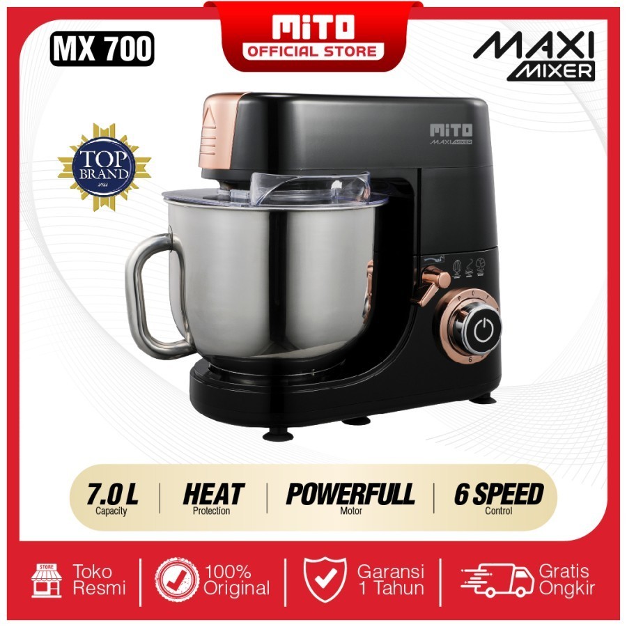 Jual MIXER MITO MX700 Maxi Stand Mixer 7 Liter MX 700 - HITAM | Shopee ...