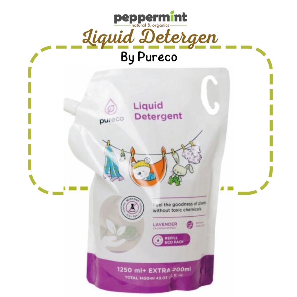 Jual Pureco Liquid Detergent (Refill Eco Pack 1450 ml) / Deterjen Cair Natural Bayi | Shopee ...