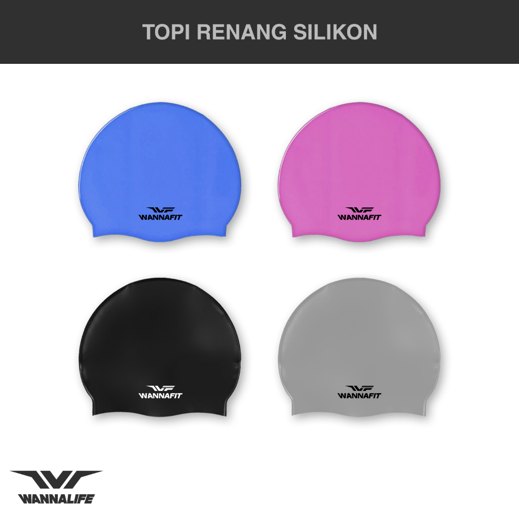 Jual Topi Renang WANNAFIT Dewasa Anak Silicone Swim Cap Penutup Kepala ...