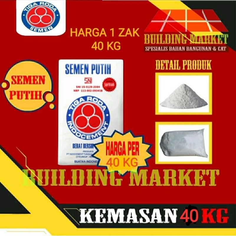 Jual Semen Putih Tiga Roda Zak Semen Putih Instant 1 Sak 40 Kg | Shopee Indonesia
