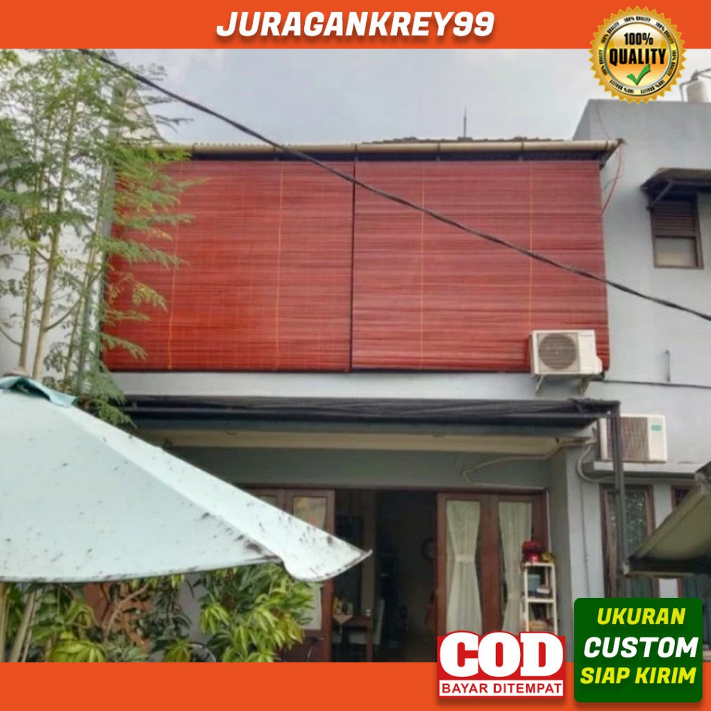 Jual Krey tirai bambu sawit Full Plitur vernis ukuran 3x3m BONUS Suvenir | Shopee Indonesia