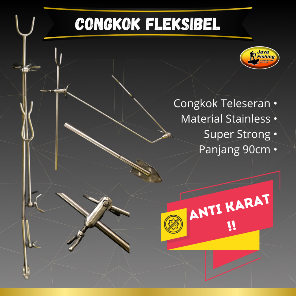 Jual Congkok Cagak Joran Pancing Teleseran STAINLESS FLEKSIBEL 90CM ...