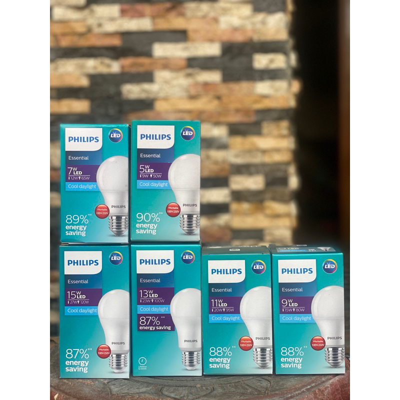 Jual PHILIPS LAMPU LED BULB ESSENTIAL 5W 7W 9W 11W 13W 15W COOL DAYLIGHT PUTIH | Shopee Indonesia