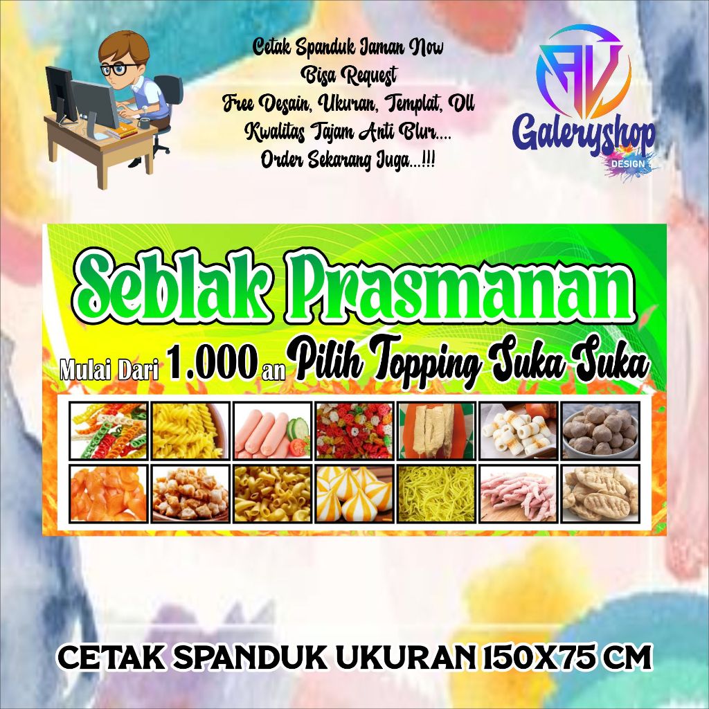 Jual cetak spanduk, banner, jualan seblak prasmanan hijau , dll ukuran ...