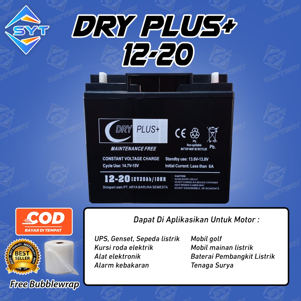 Jual Aki Genset 12v 20Ah 12v20Ah VRLA Aki Kering MF | Shopee Indonesia