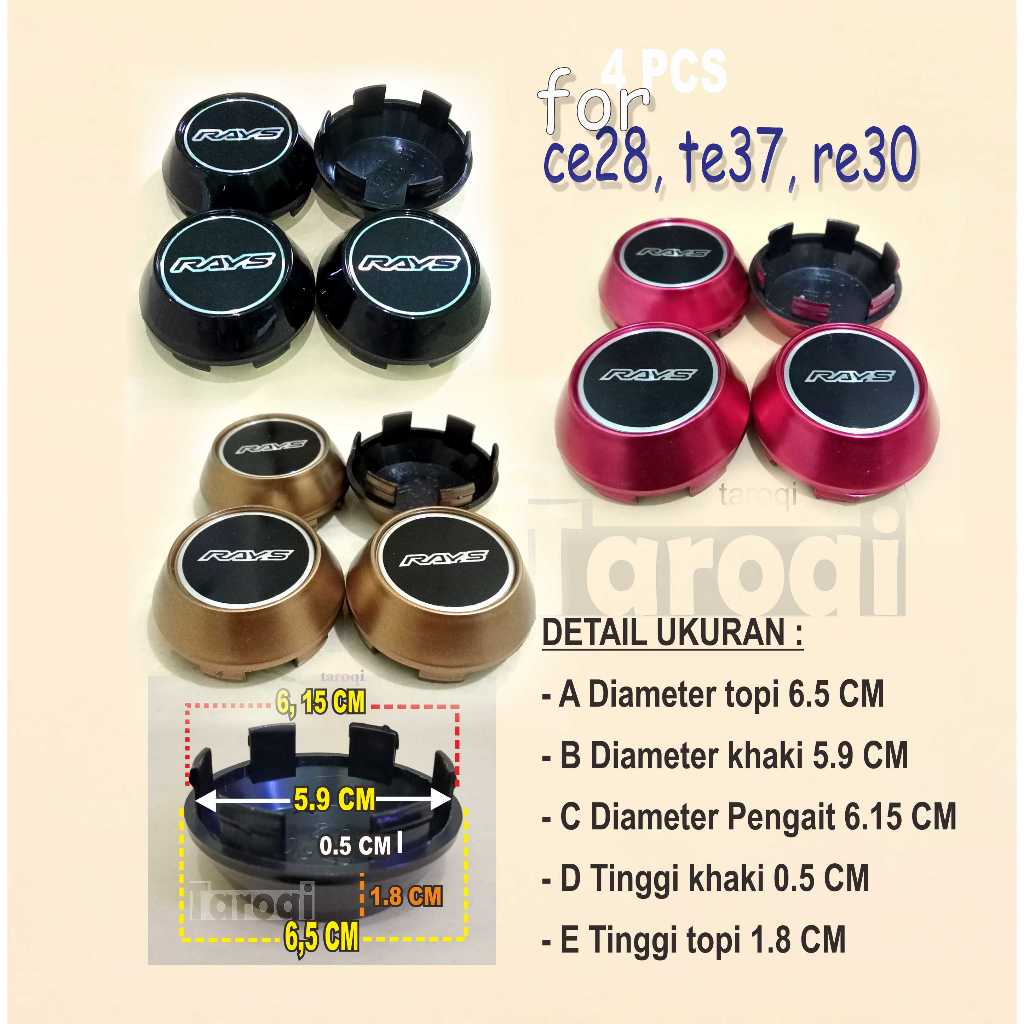 Jual Tutup as roda ban mobil dop center velg racing ce28 te37 rays re30 ...