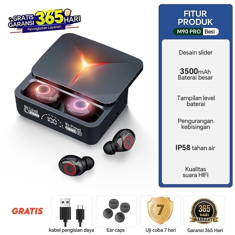 Jual SWJ_ M90 Pro TWS True Wireless Bluetooth Headset Bluetooth 5.1 ...