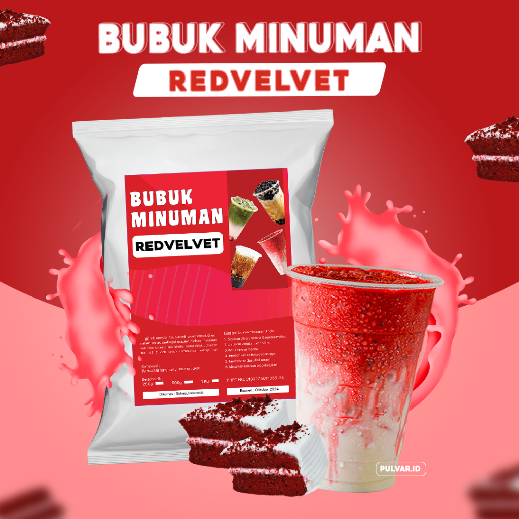 Jual BUBUK MINUMAN RASA REDVELVET / SERBUK MINUMAN RASA REDVELVET ...