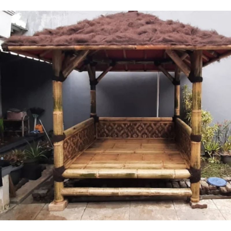 Jual DP Saung gazebo Bambu Saung Bambu Atap Ijuk atap alang-alang atap ...
