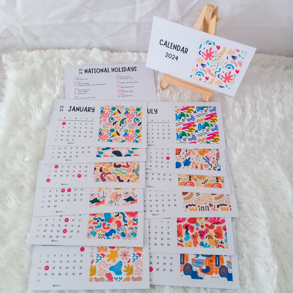 Jual KALENDER MEJA 2024 PATTERN / AESTHETIC CALENDAR / WOODEN EASEL ...