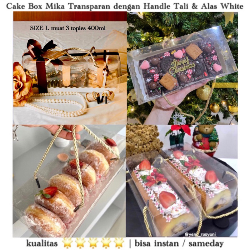 Jual Kotak Kue Mika + Tali Gold dan Alas Box Mika Brownies / Bolu ...
