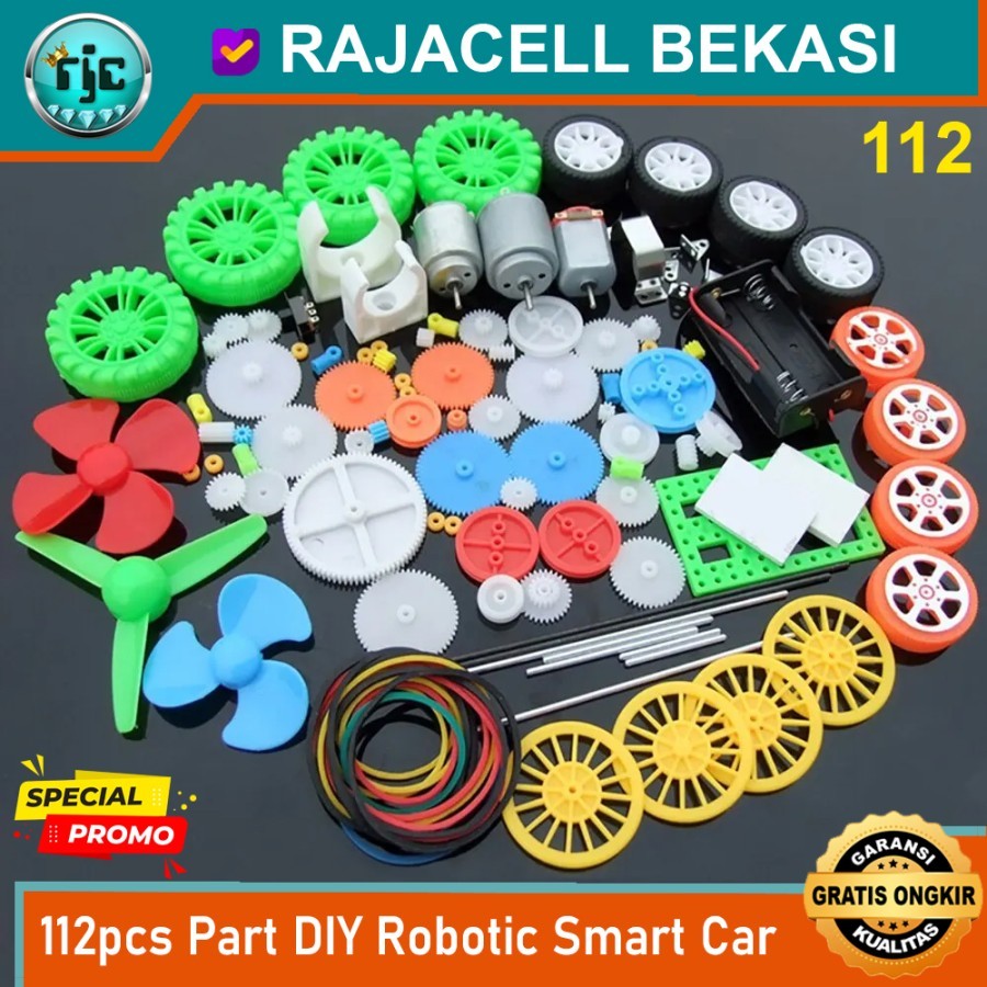 Jual 112PCS Robotic Part DIY Robot Mekanik Smart Car Gear Puli Shaft ...