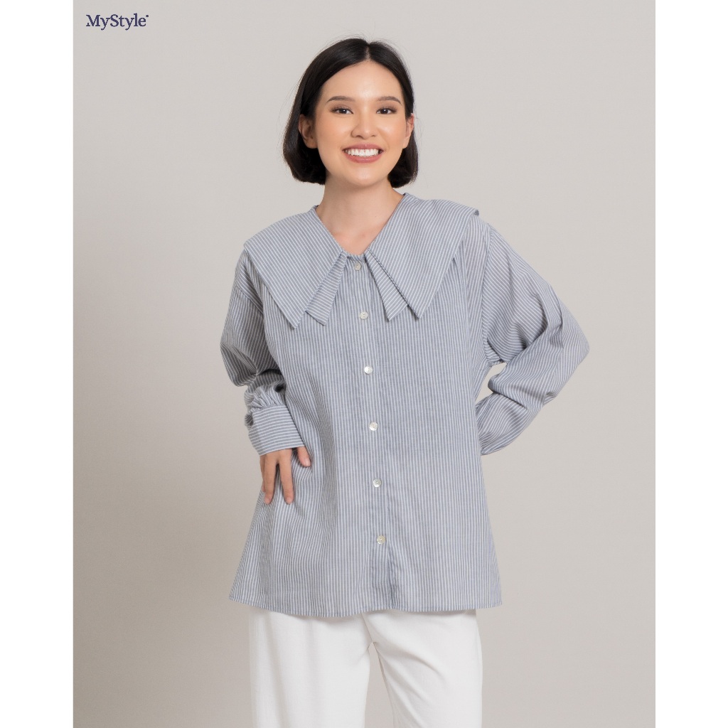Jual MyStyle Taura Stripe Shirt | Kemeja Lengan Panjang Motif Salur ...