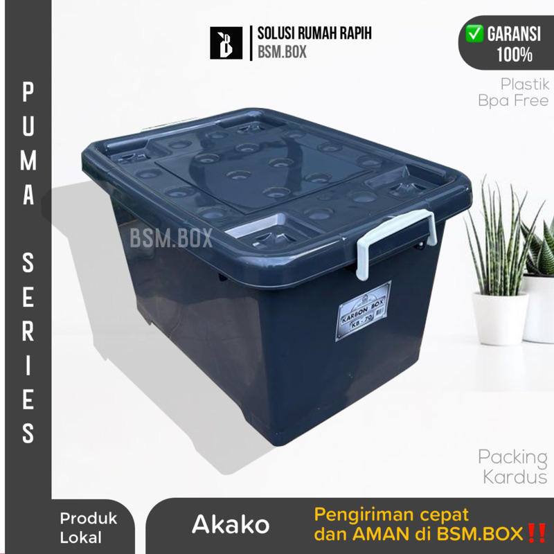 Jual CONTAINER BOX AKAKO KB 70/ HITAM 52 LITER TEMPAT PENYIMPANAN WADAH ...