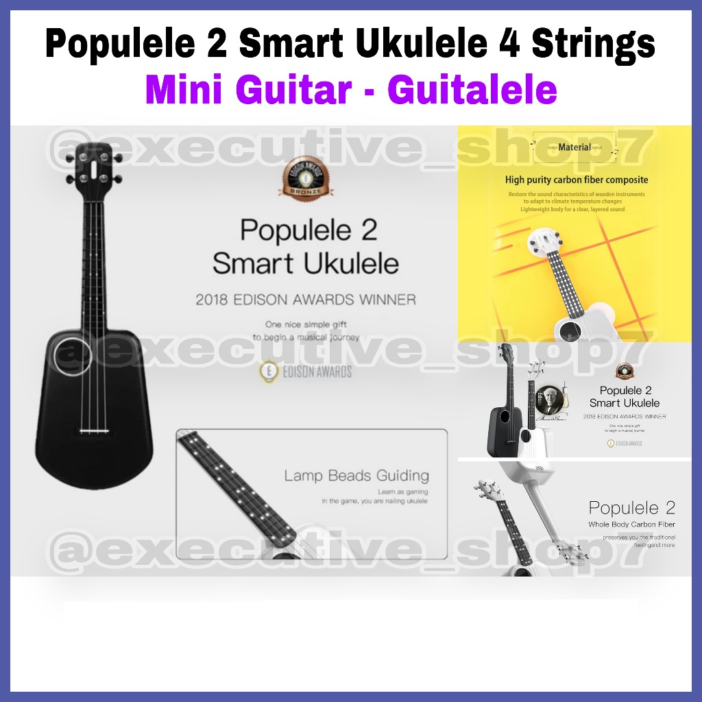 Jual Populele 2 Smart Ukulele 4 Strings - Mini Guitar - Guitalele ...