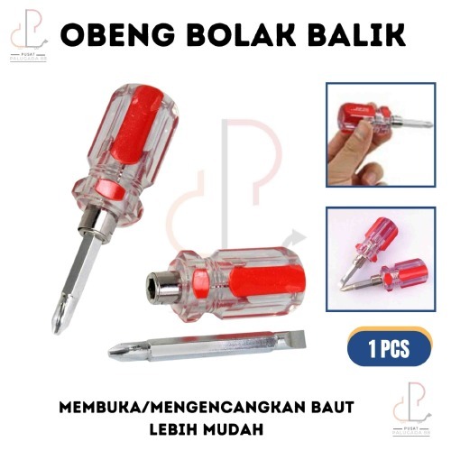 Jual Obeng Cebol Bolak Balik Mini Pendek Transparan 2in1 2 Way Obeng BB ...
