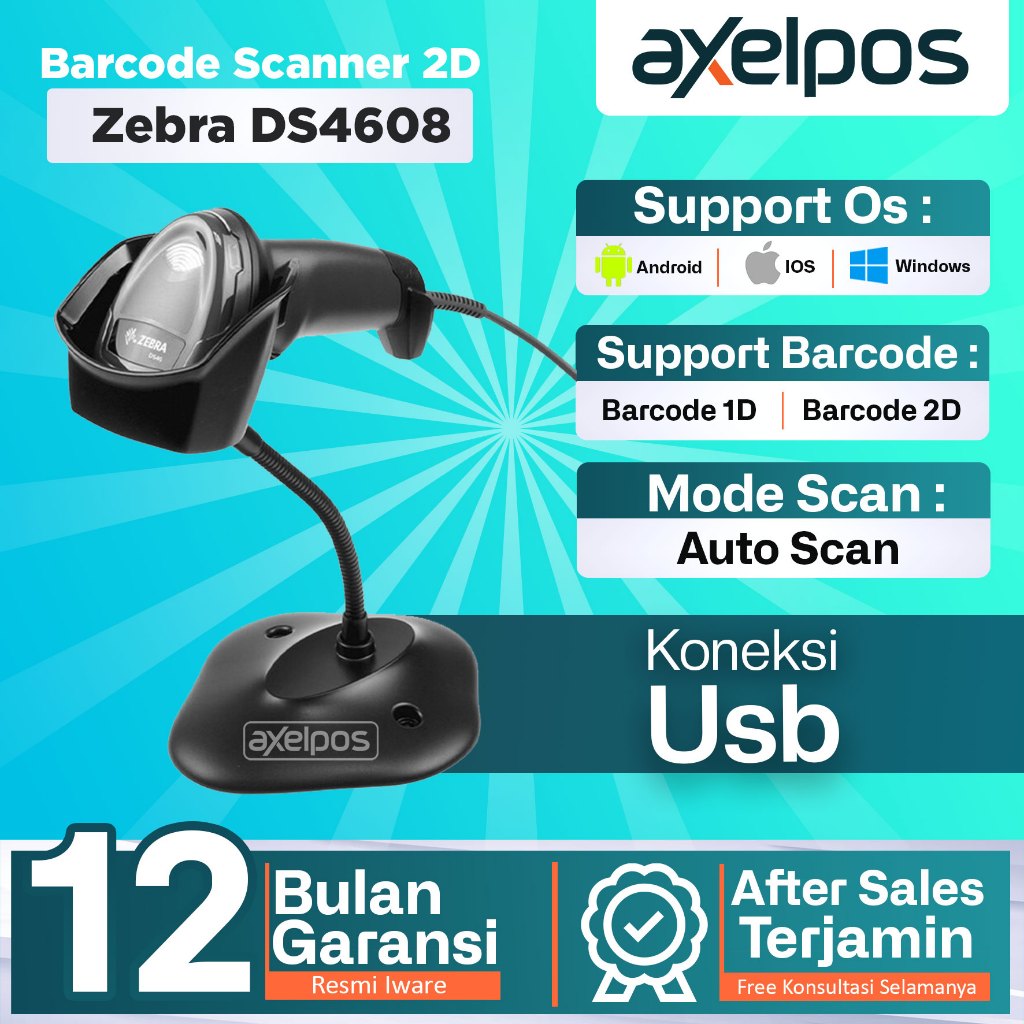 Jual Axelpos Scanner Barcode Imager 1D - 2D Hand Handled Zebra DS4608 - DS 4608 | Shopee Indonesia