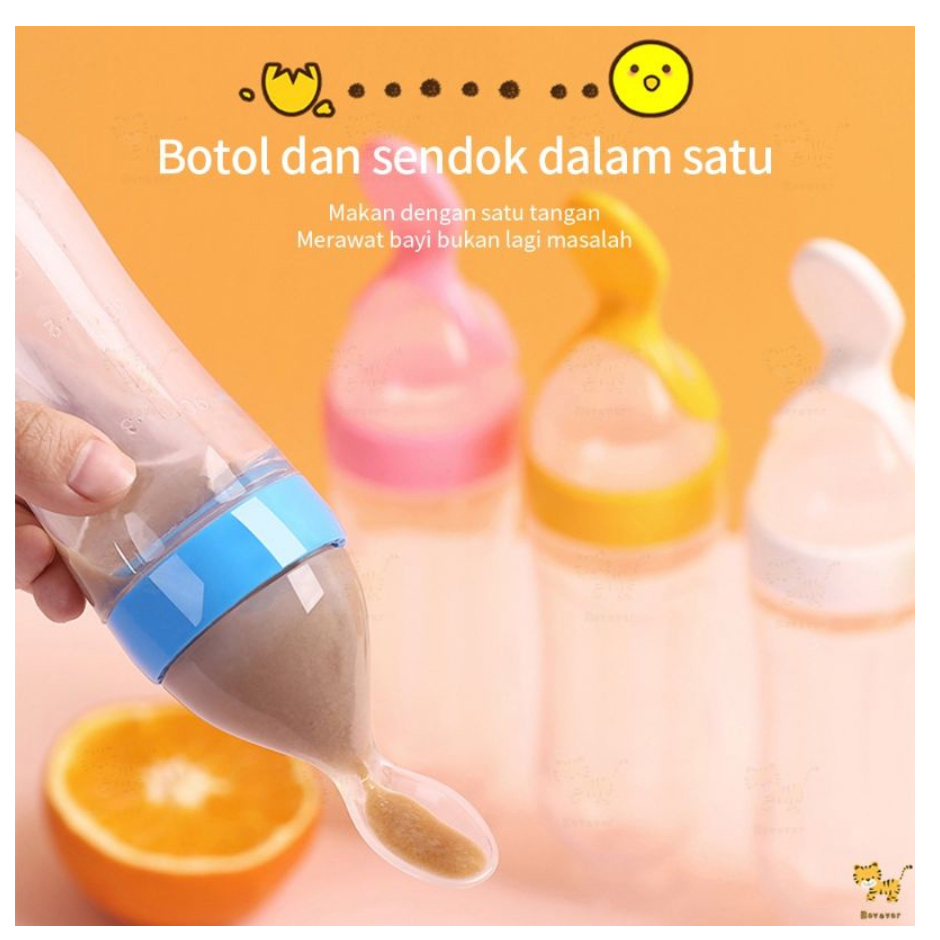 Jual Botol Sendok Makan Bayi MPASI Baby Feeder Botol Bayi Silikon Anti Tumpah | Shopee Indonesia
