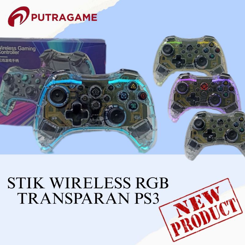 Jual STIK WIRELESS CONTROLLER RGB TRANSPARAN PS3 | Shopee Indonesia