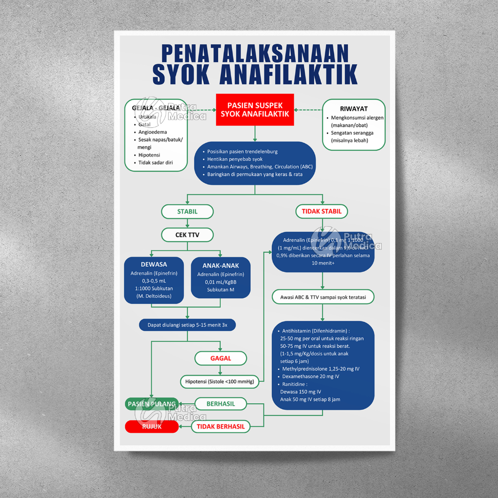 Jual Poster Kesehatan Penatalaksanaan Syok Anafilaktik A3+ / Gambar ...