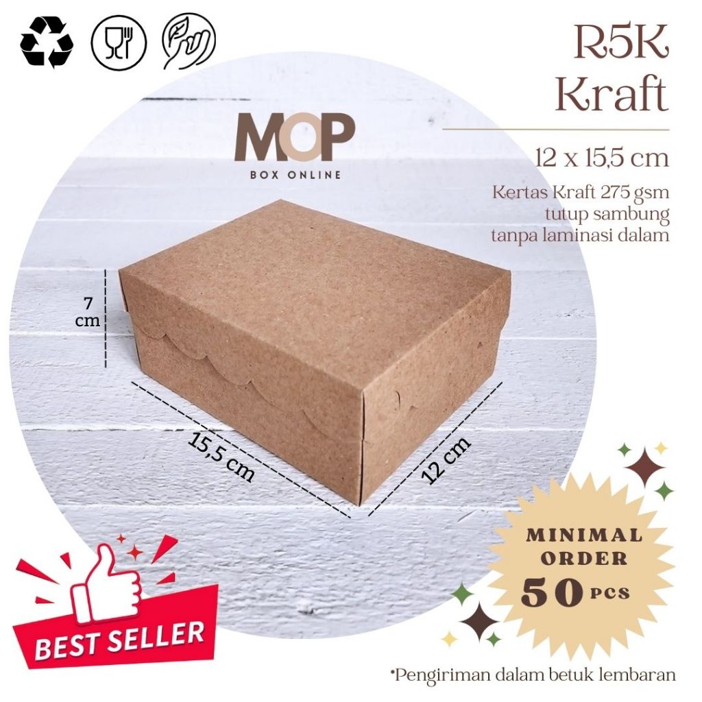 Jual Kotak Kue R5 KRAFT Polos 12x16 Coklat Kotak Jajan Dus Roti Murah ...
