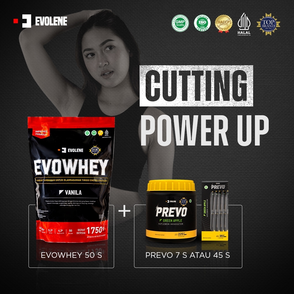 Jual Bundling Cutting Power Up EVOLENE Whey 50 Sachet + PREVO ...