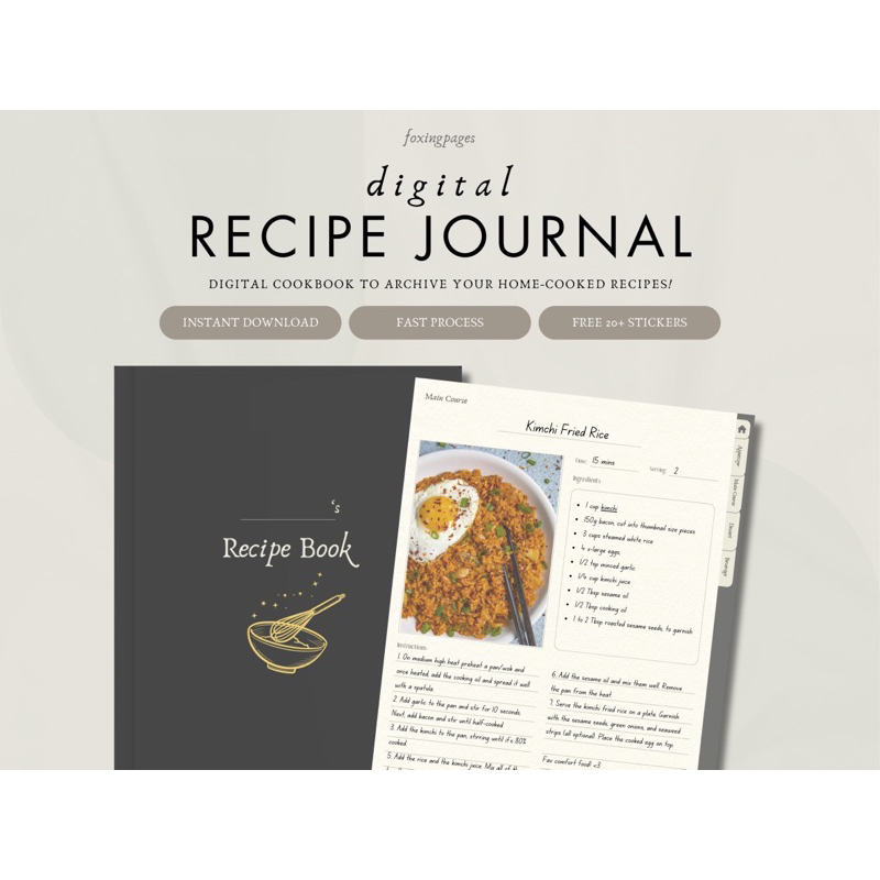 Jual Digital Recipe Journal, Recipe Book, Goodnotes Template, iPad Meal ...