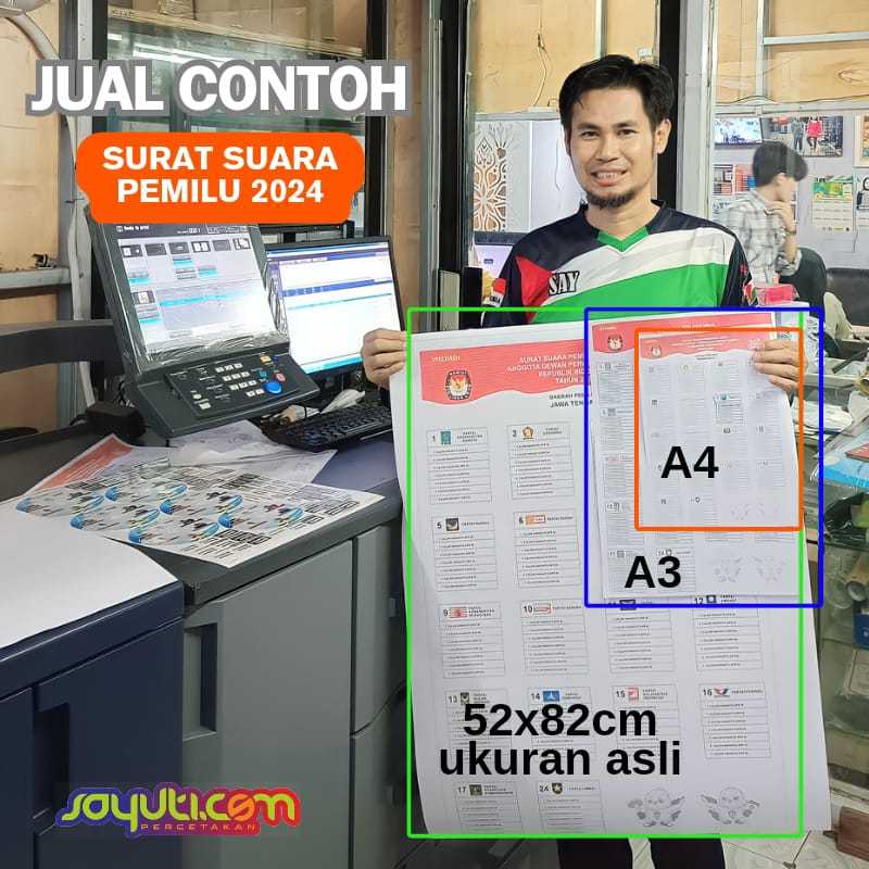 Jual Simulasi Edukasi Contoh Kertas Surat Suara Pemilu 2024 Ukuran Asli ...