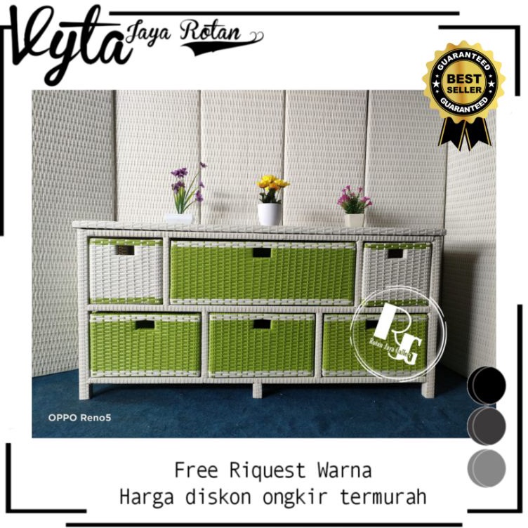 Jual Murah Banget Ready Stok Meja Tv Lemari Laci Rotan Sinntetis Model Laci 6 Jasmin Bebas