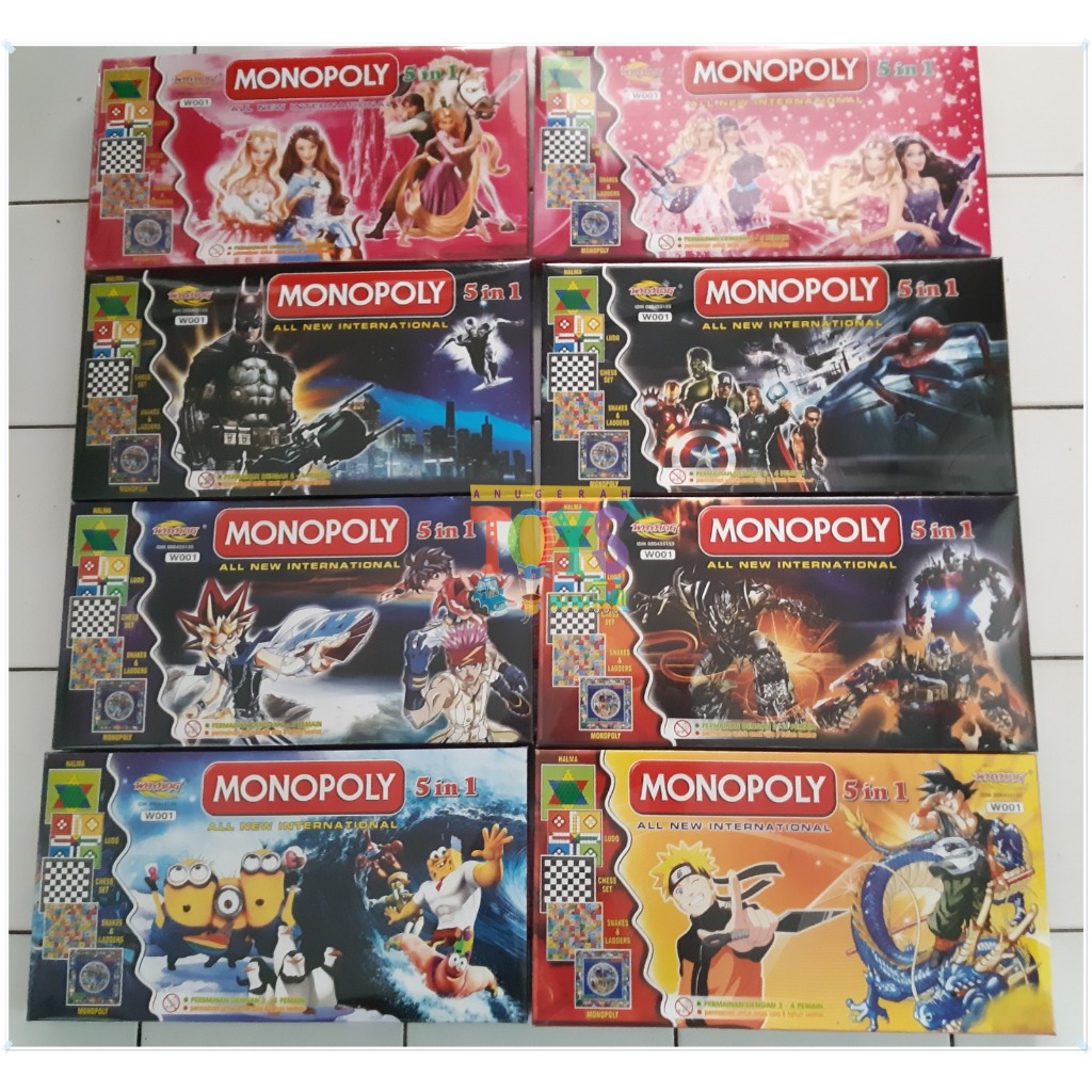 Jual Mainan Keluarga Monopoly 5 in 1 Monopoli Halma Ular Tangga Ludo ...