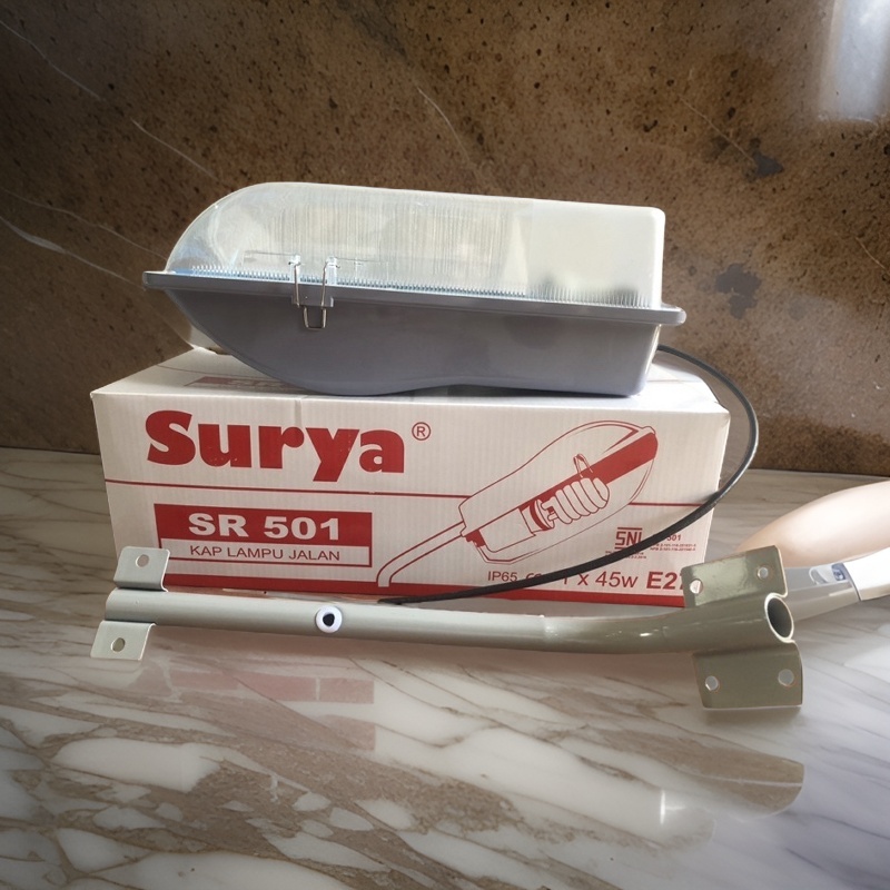 Jual Kap Lampu Jalan Surya SR 501 E27 / Street Lighting E27 SR 501 / Kap + Tiang + Bola Lampu ...