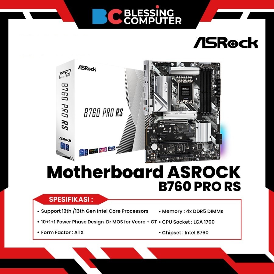 Jual Motherboard ASROCK B760 PRO RS 90-MXBKS0-A0UAYZ | Shopee Indonesia