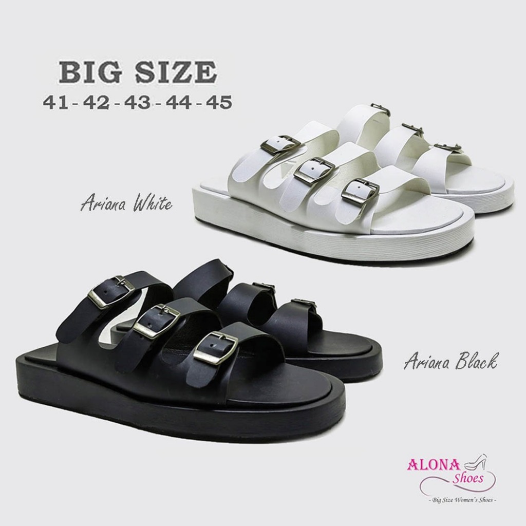 Jual Sandal Wanita BIG SIZE 41-42-43-44-45 Selop Ban 3 Gesper Hak Tebal ...