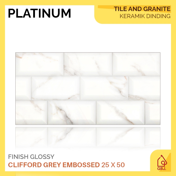 Jual KERAMIK PLATINUM 25 X 50 CLIFFORD GREY / KERAMIK DINDING TIMBUL ...