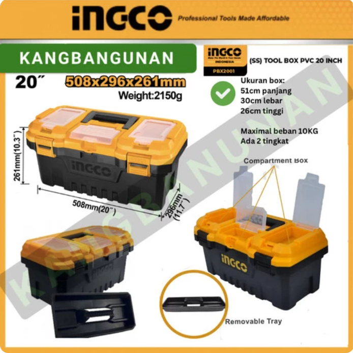 Jual TOOL BOX TOOLBOX KOTAK PERKAKAS 2 TINGKAT PLASTIK PP 20" INGCO ...