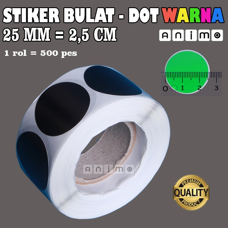 Jual Stiker Bulat Warna - COLOR DOT STICKERS - ROL 25 MM = 2,5 CM ...