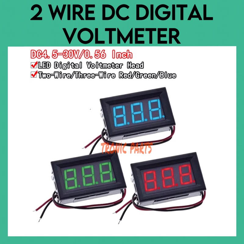 Jual 2 Wire DC Digital Voltmeter 0.56inch LED 4.5V-30V with frame ...