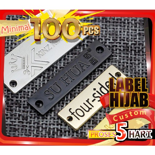Jual Cetak label plat hijab bahan logam alloy kuningan & stainless ...